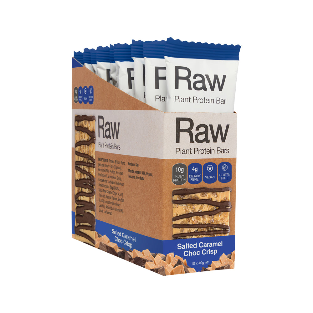 Amazonia Raw Protein Bar Salted Caramel Choc Crisp 40g x 10 Display ...