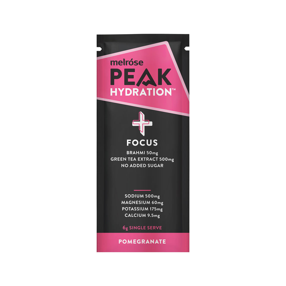 Melrose Peak Hydration + Focus Pomegranate Sachet 6g x 20 Display – The Vitamins Shoppe