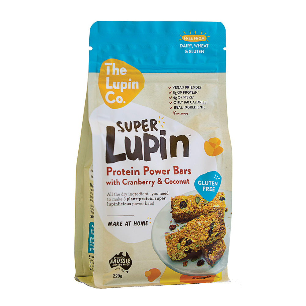 The Lupin Co. Super Lupin Protein Power Bars with Cranberry & Coconut ...