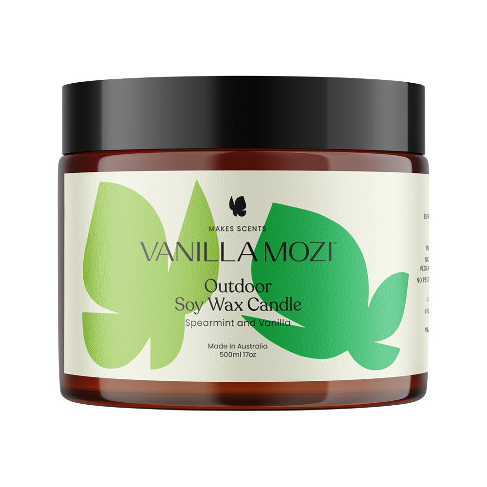 Vanilla Mozi Outdoor Soy Wax Candle Spearmint and Vanilla 500ml – The ...